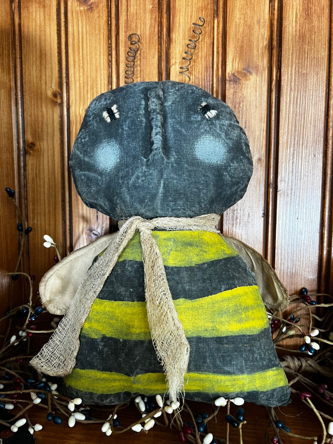 Bee, Handmade Bee Dolls, Folk Art, Primitive Bee Decor, Shelf Sitter ...