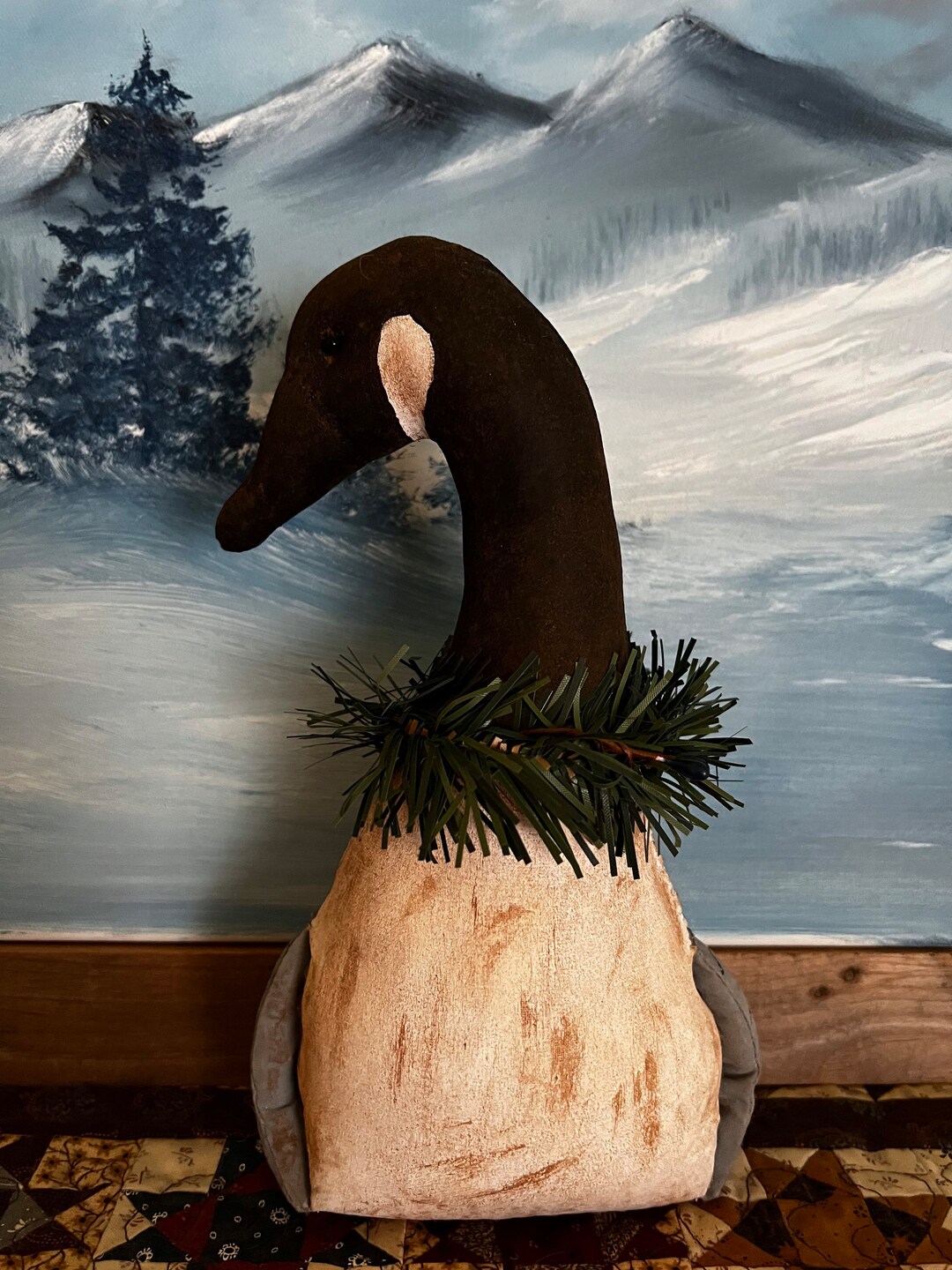 Handmade Folk Art Goose - Christmas Shelf Sitter Decor. - Etsy