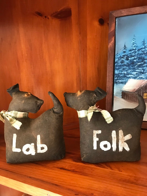 Lab Folk Set of Two Dogs Shelf Sitter | Etsy