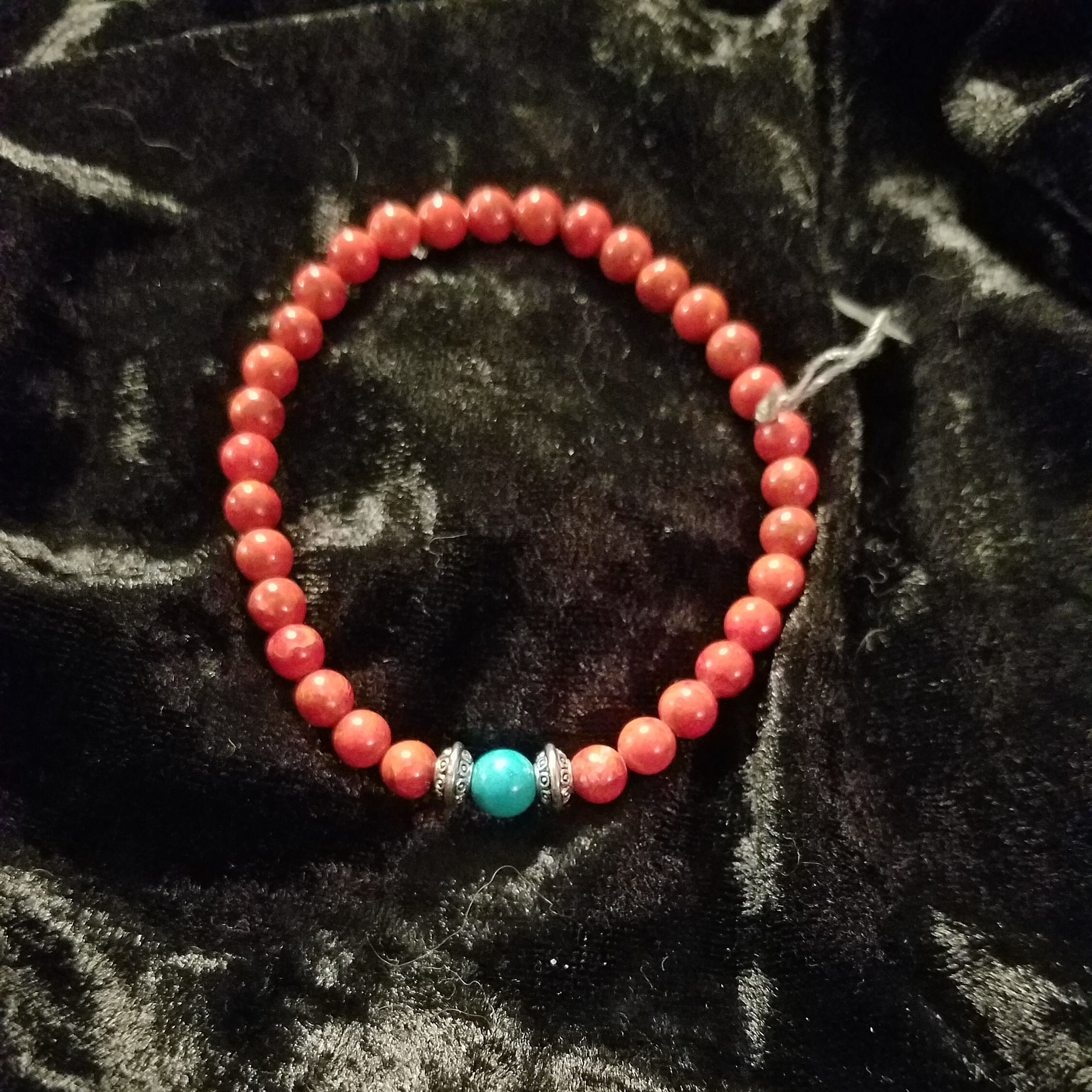 Sponge Coral and Turqoise Stretch Bracelet - Etsy