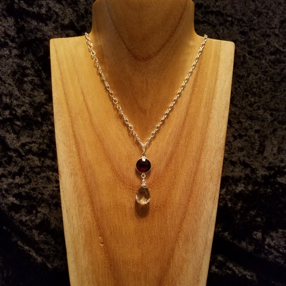 Quartz Teardrop With a Touch of Garnet Color - Etsy