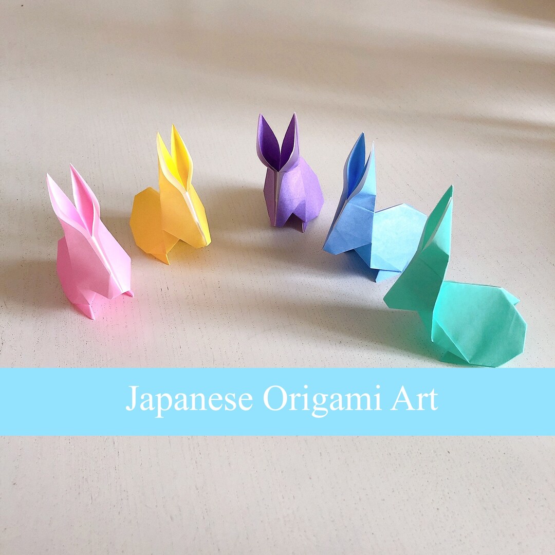 Set of 5 Origami Rabbits, Pastel Colours, Easter, Bunny, Paper ...