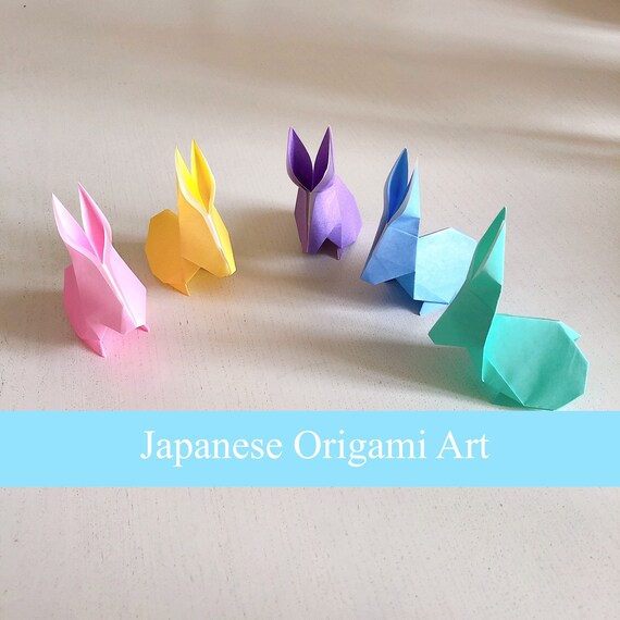 Set of 5 Origami Rabbits Pastel Colours Easter Bunny Paper | Etsy