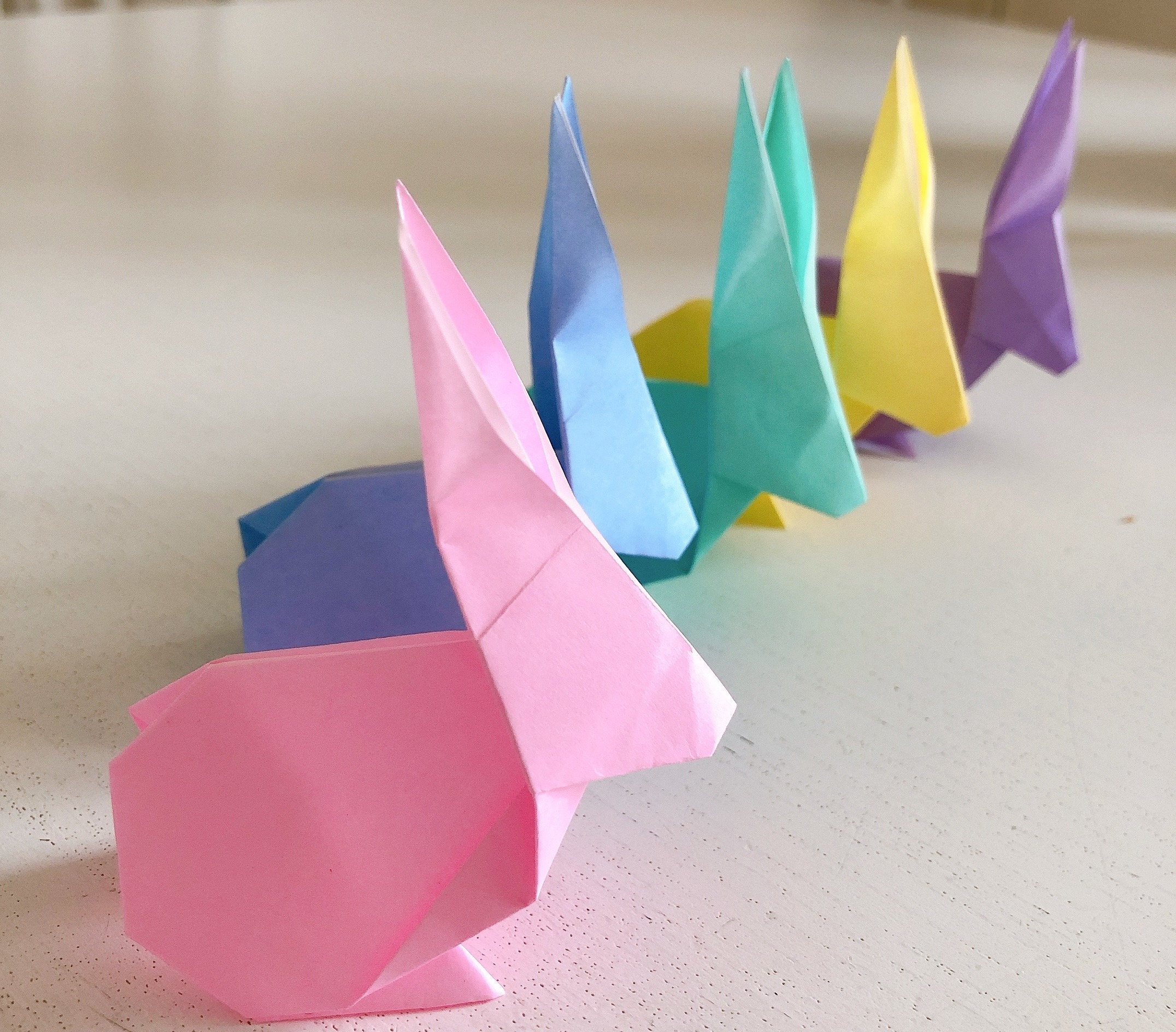 Set of 5 Origami Rabbits, Pastel Colours, Easter, Bunny, Paper ...