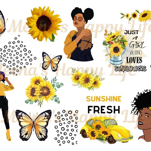 Sunflower Printable Planner Stickers Digital Journaling - Etsy