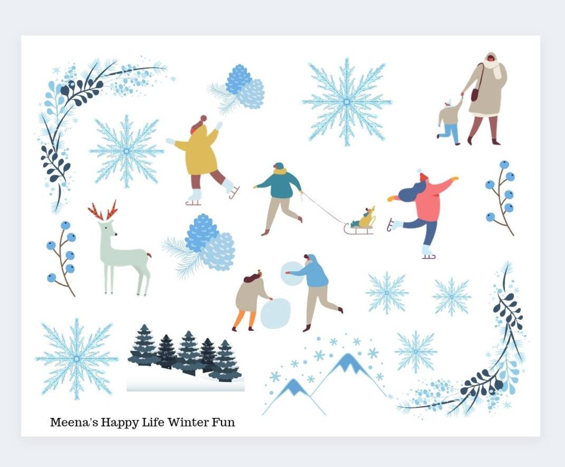 Winter Fun Printable Stickers Printable Planner Stickers | Etsy