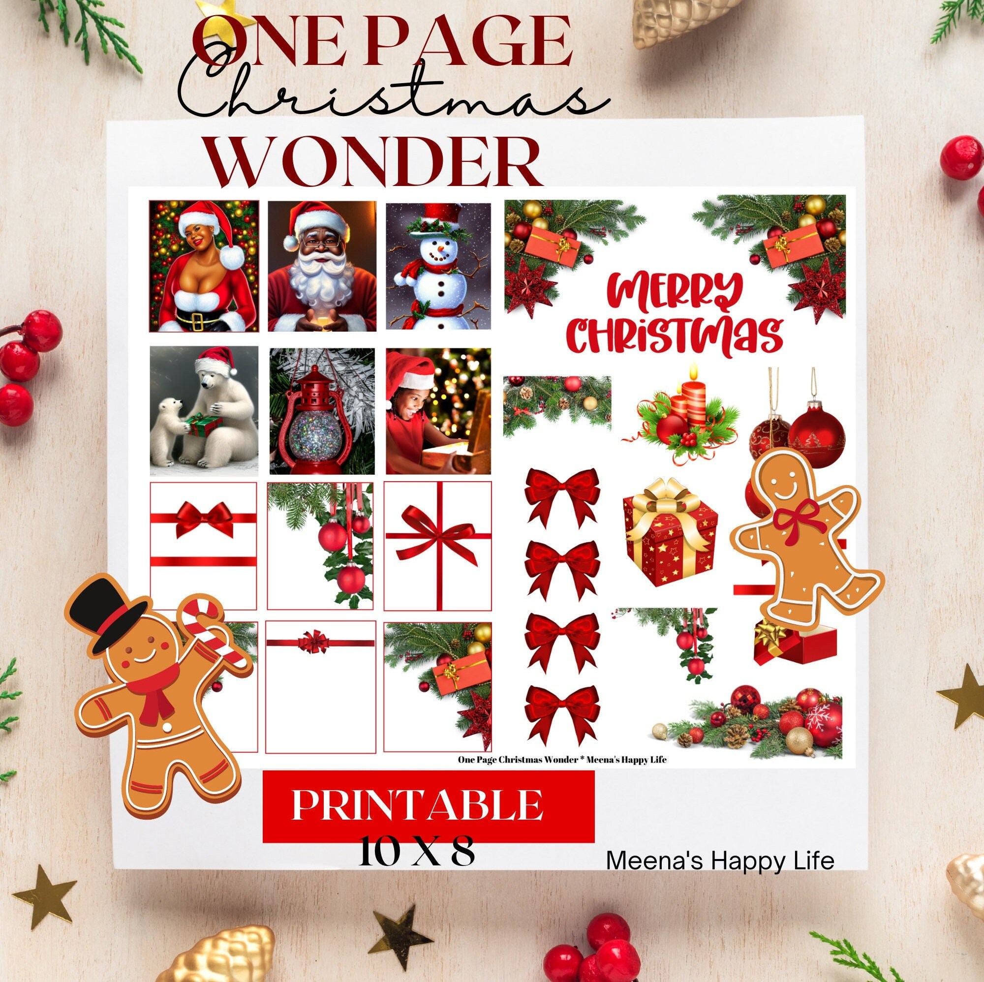 Printable Christmas Stickers, One Page Christmas Wonder,ephemera ...