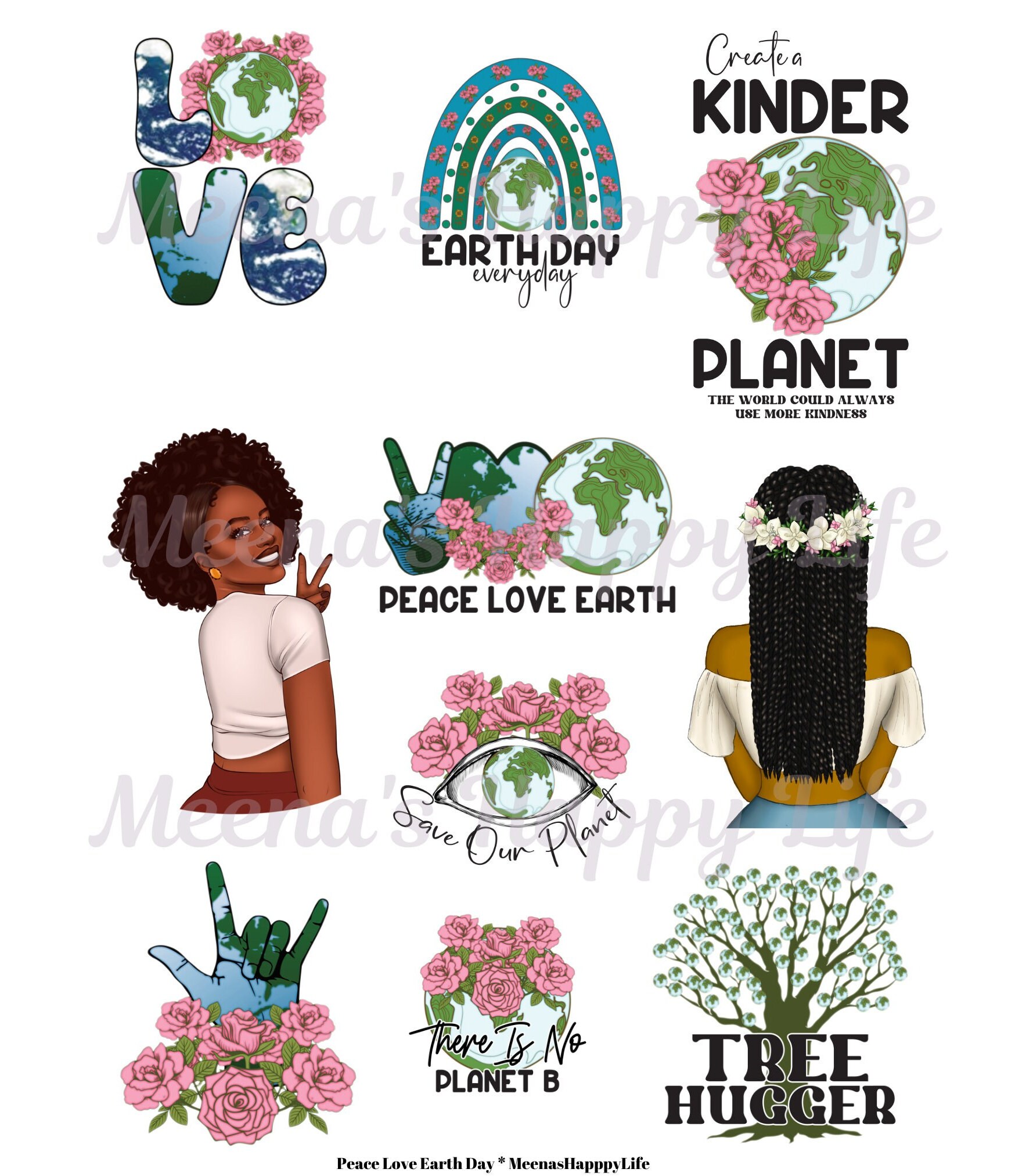 Earth Day Stickers, Peace Love Earth Day, Goodnotes, Printable Stickers ...