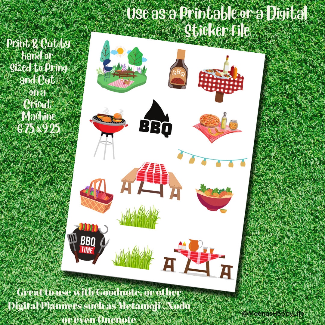 Printable, Digital, Print and Cut, Picnic Decor, Bbq Clipart, Fourth of ...
