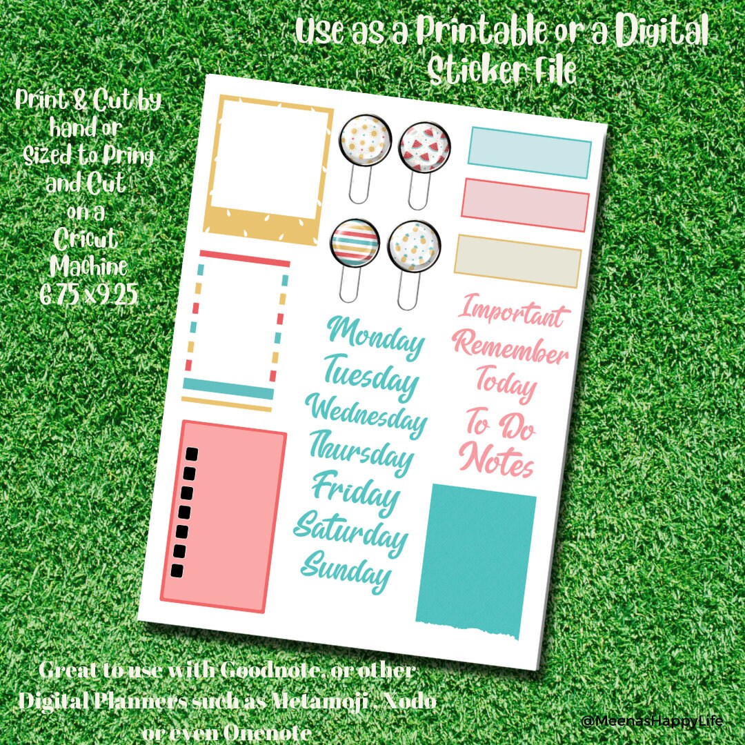Printable Stickers, Print and Cut, Planner Stickers, Cricut Machine ...