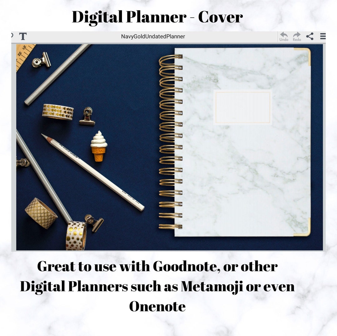 Digital Planner, Navy and Gold Digital Planner, Goodnotes, Xodo ...