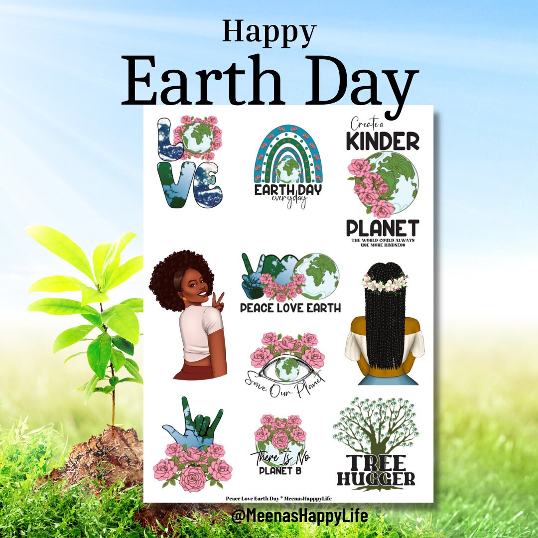 Earth Day Stickers, Peace Love Earth Day, Goodnotes, Printable Stickers ...