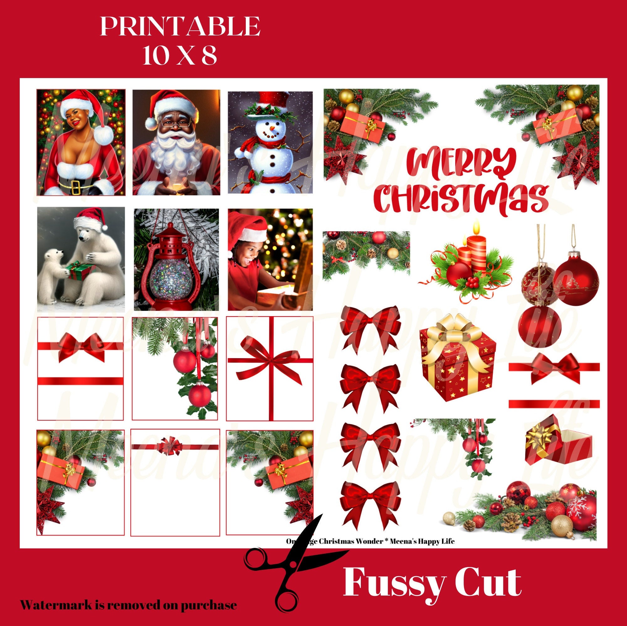 Printable Christmas Stickers, One Page Christmas Wonder,ephemera ...