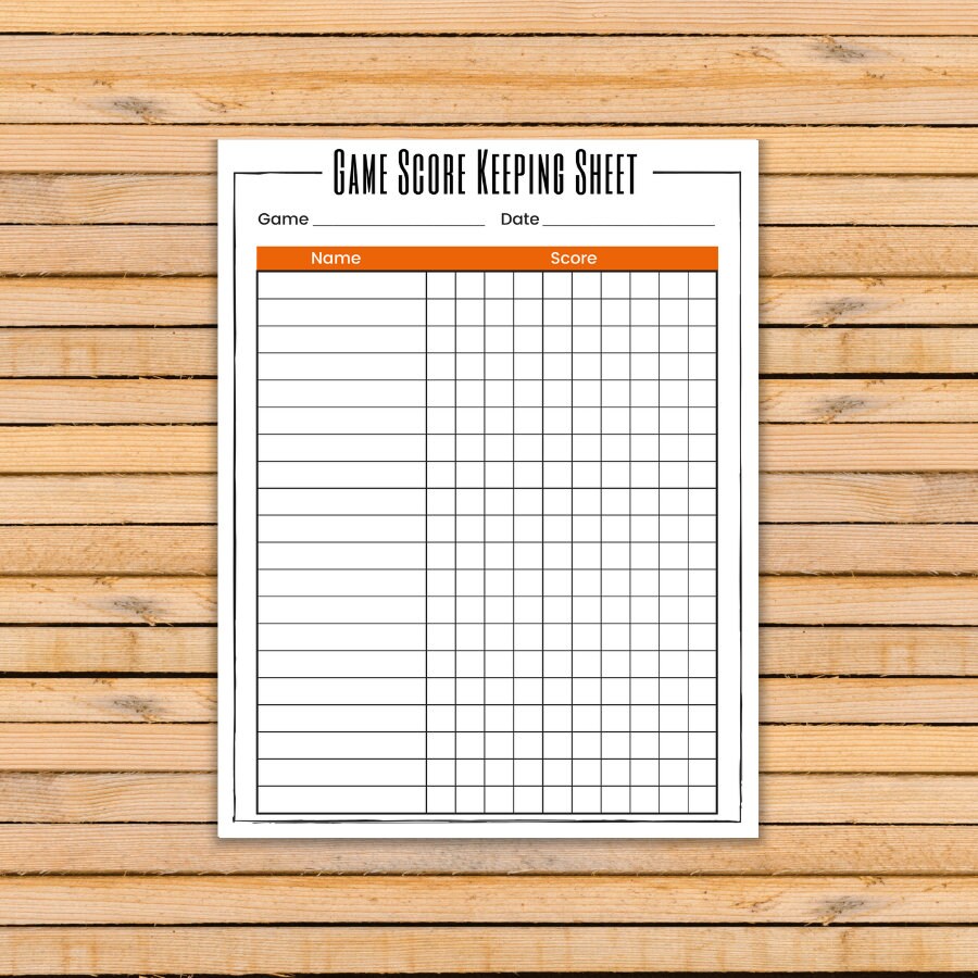 Printable Game Score Keeping Sheet | Score Cards | Family Game Night ...