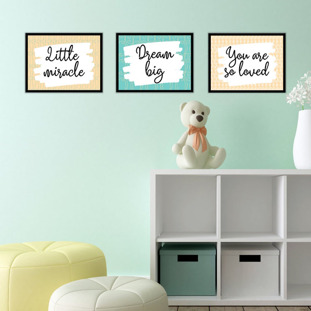 Set of 3 Short Quotes Baby Nursery Bedroom Playroom Printable Wall Art ...