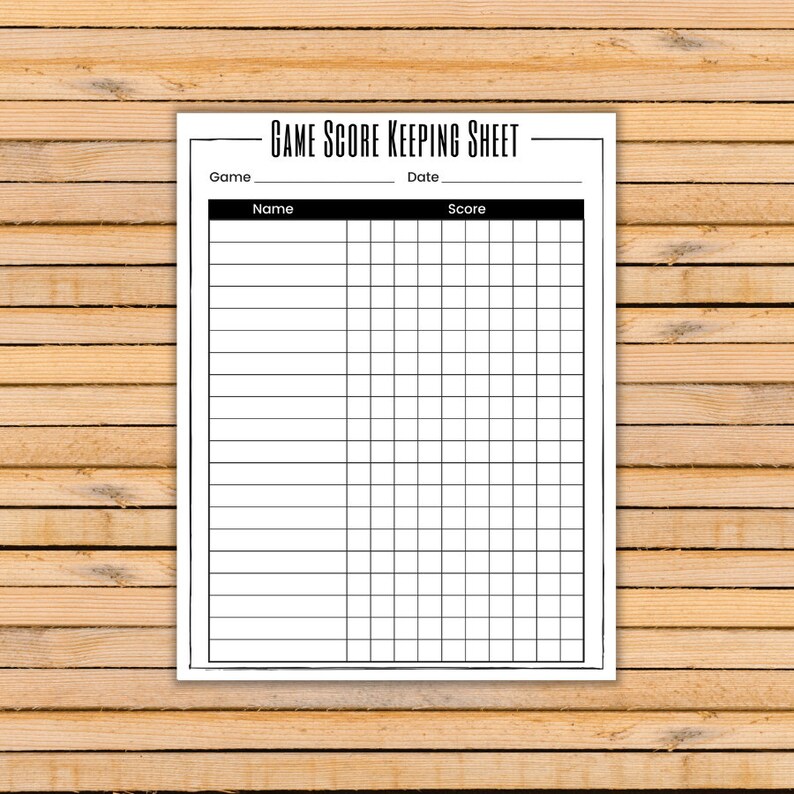 Printable Game Score Keeping Sheet | Score Cards | Family Game Night ...