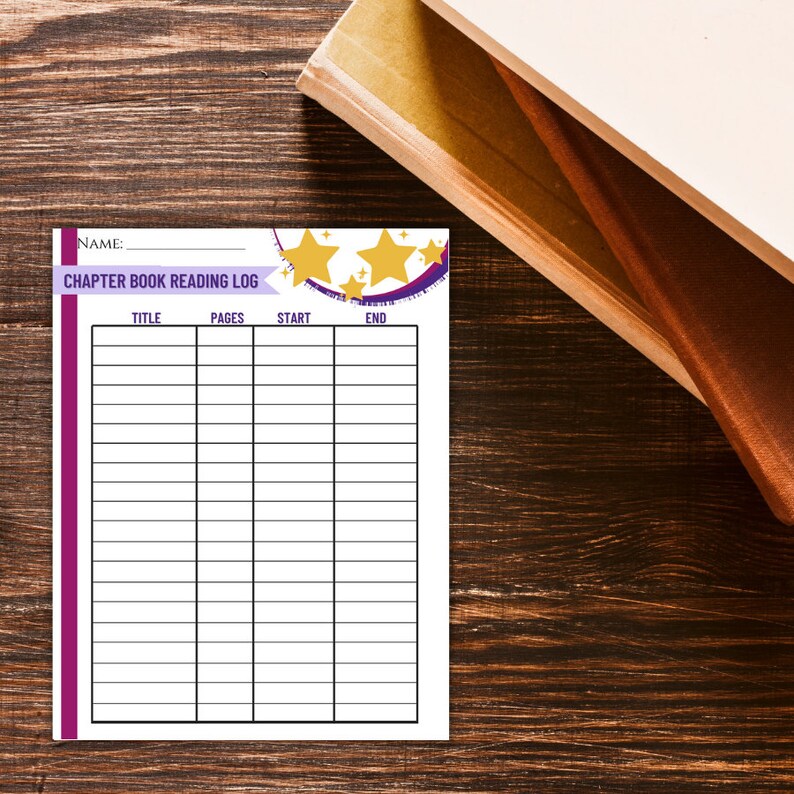 Printable Chapter Book Reading Log Sheet | Digital File | INSTANT ...