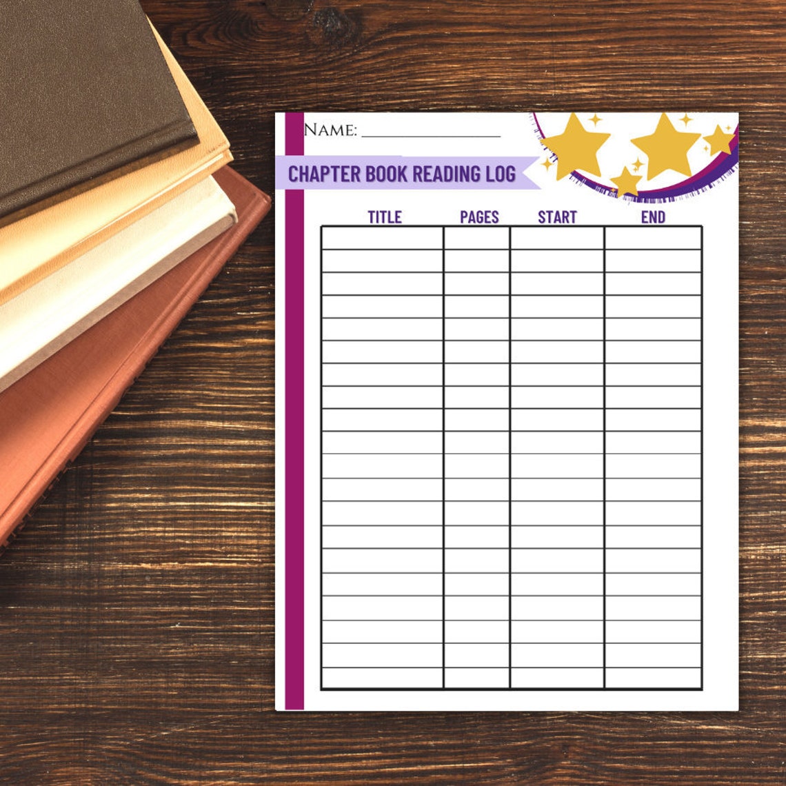 Printable Chapter Book Reading Log Sheet Digital File - Etsy