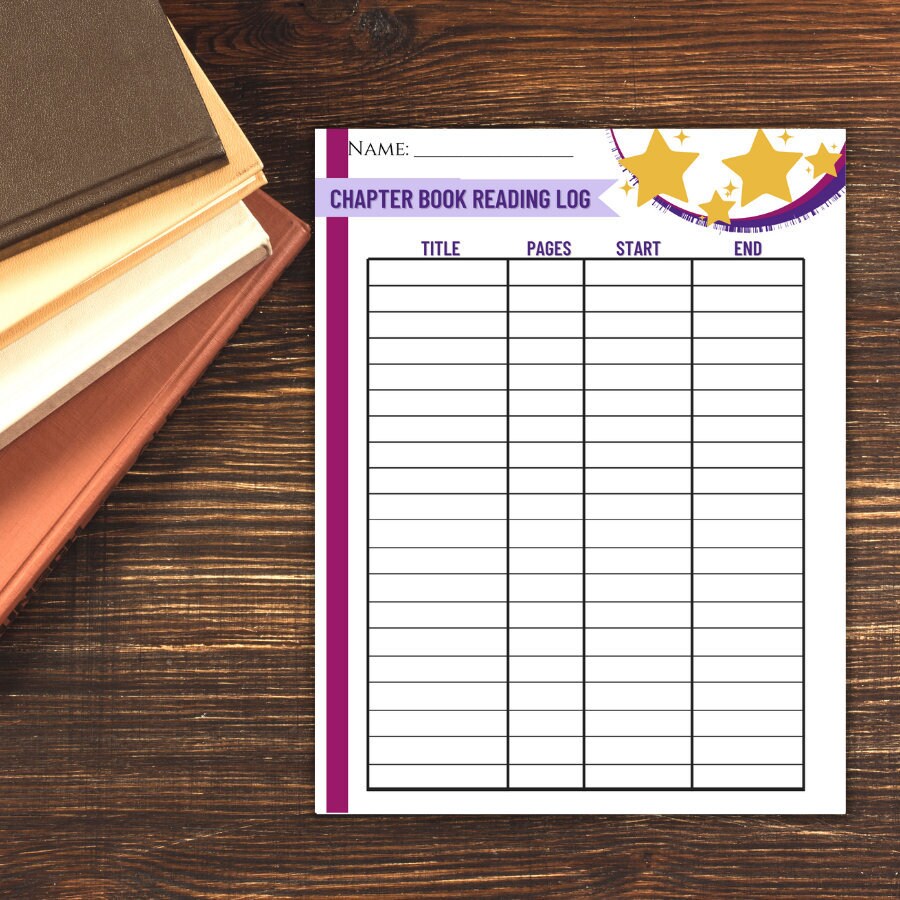 Printable Chapter Book Reading Log Sheet | Digital File | INSTANT ...