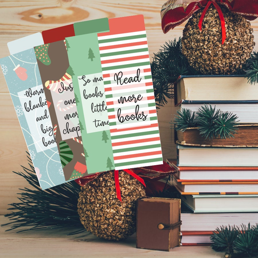 Set of 4 Printable Bookmarks, Quotes, Winter-themed, Christmas-themed ...