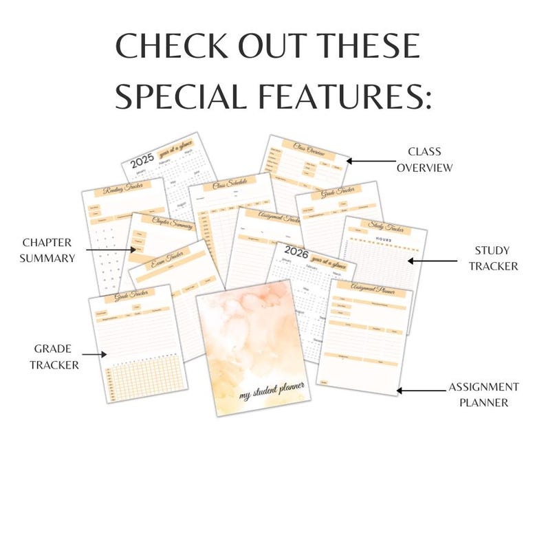 School, Student Planner, Printable, Digital File, Monthly Tasks, Class ...