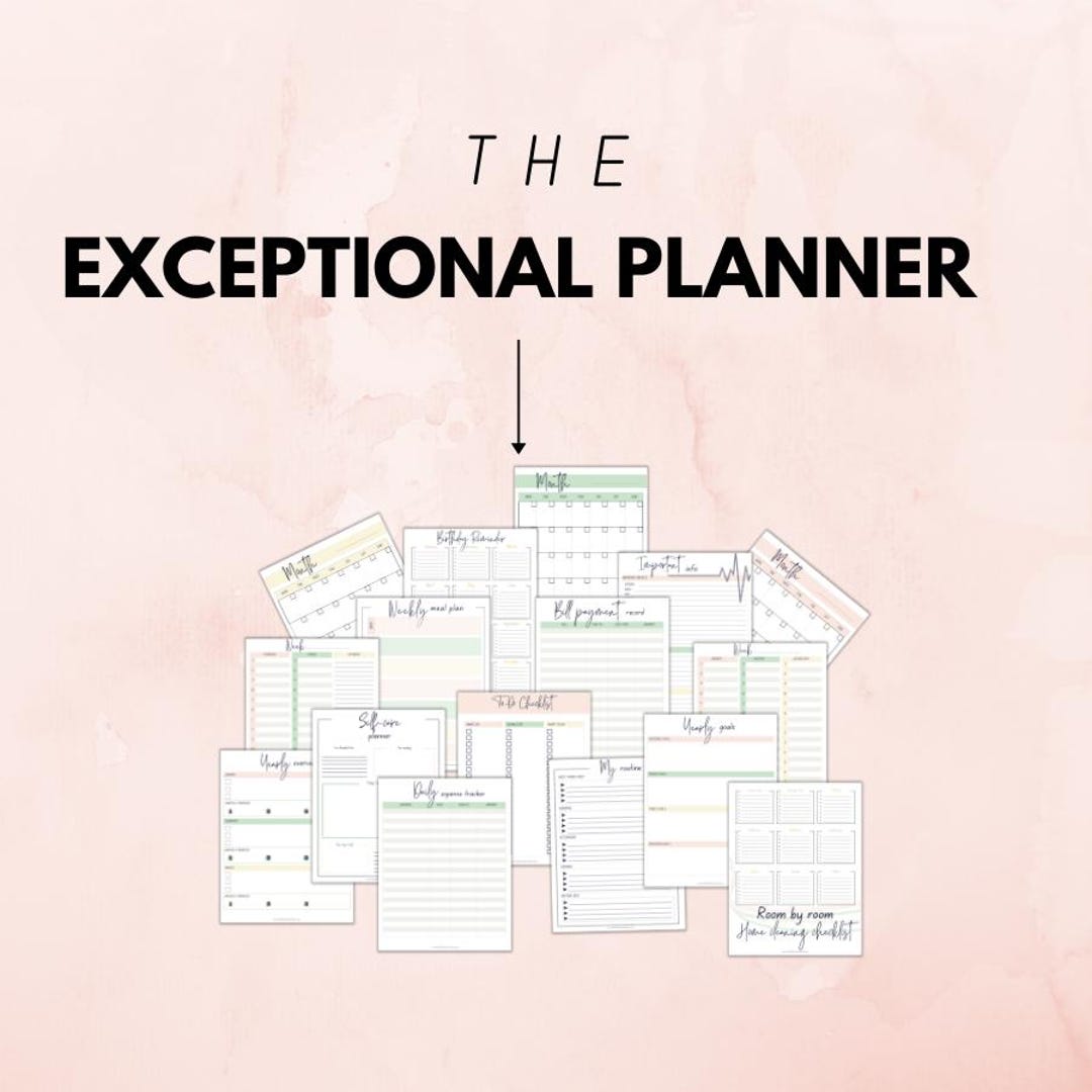 The Exceptional Planner | Undated | Printable | Daily, Monthly, Yearly ...