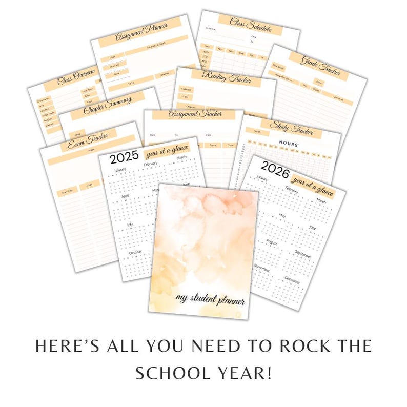 School, Student Planner, Printable, Digital File, Monthly Tasks, Class ...