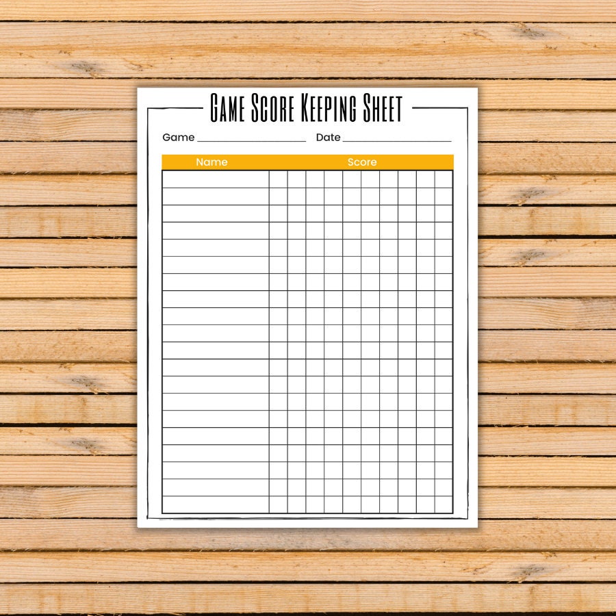 Printable Game Score Keeping Sheet Score Cards Family Game Night ...