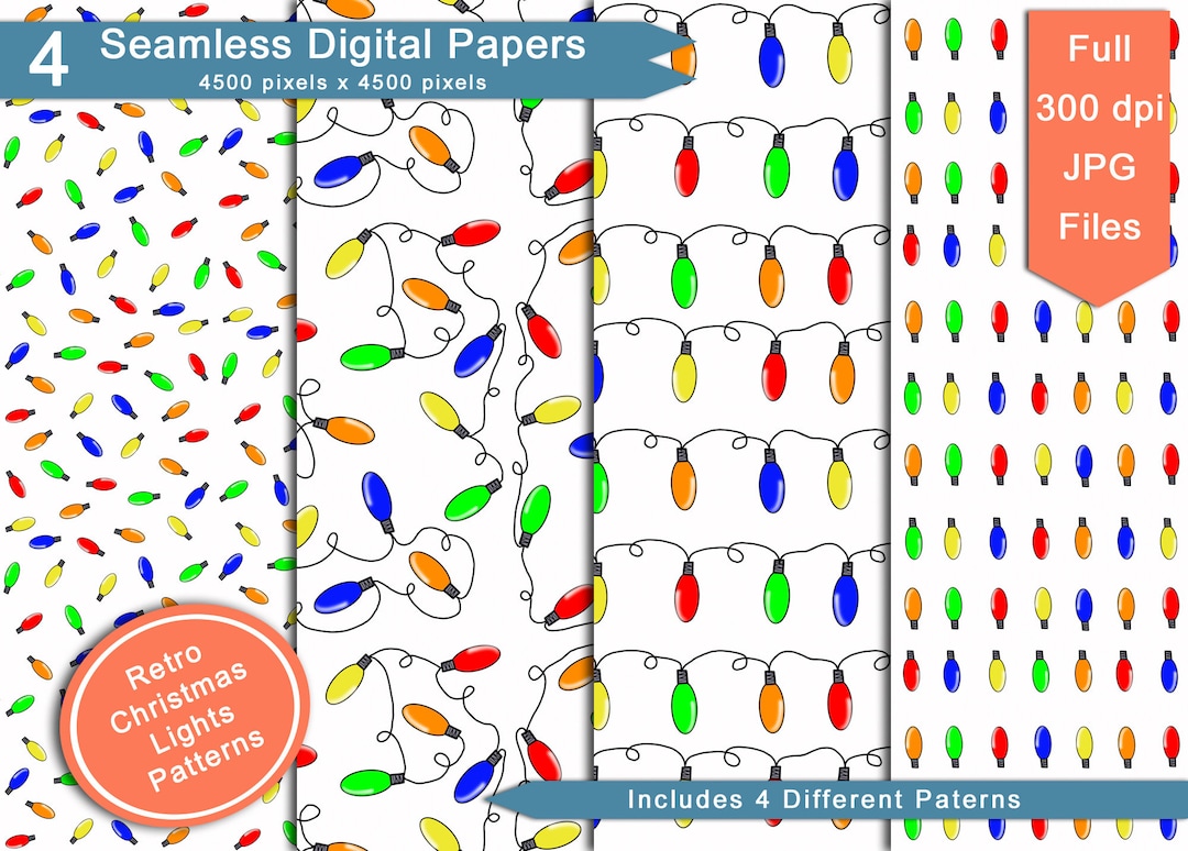 Christmas Lights Seamless Digital Paper Backgrounds - Etsy