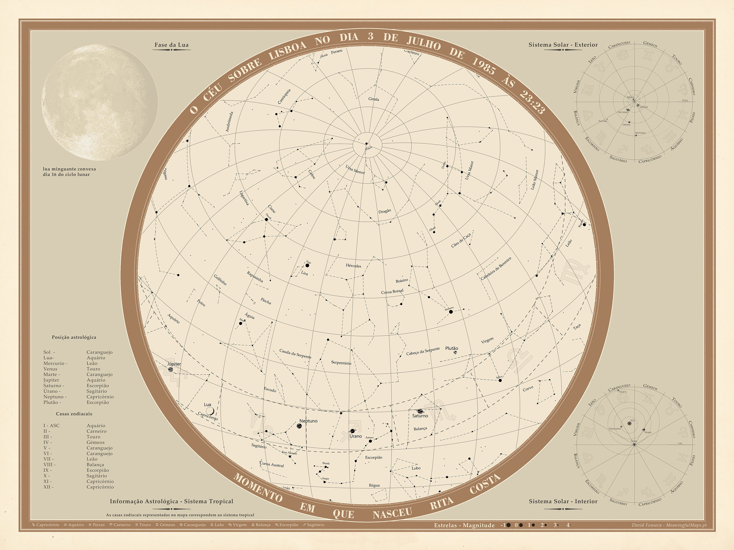 Personalized Map of the Sky, Astronomically Accurate, on a Special Date ...
