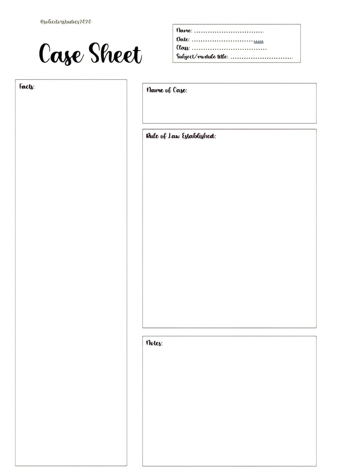 Law Case Sheet - Etsy