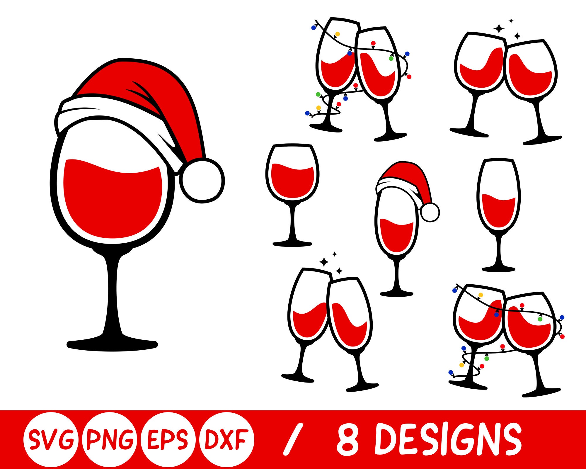 Wine Glass Svg Wine Christmas Svg Wine Glass Santa Hat File Etsy