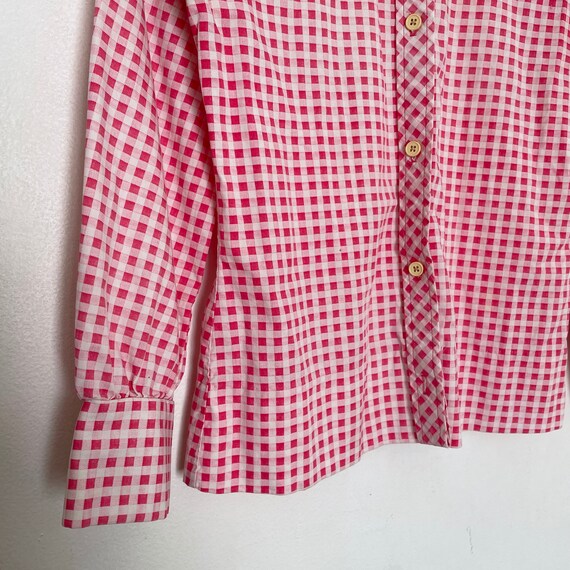 VTG 60s Pink GINGHAM BUTTON_UP - Gem