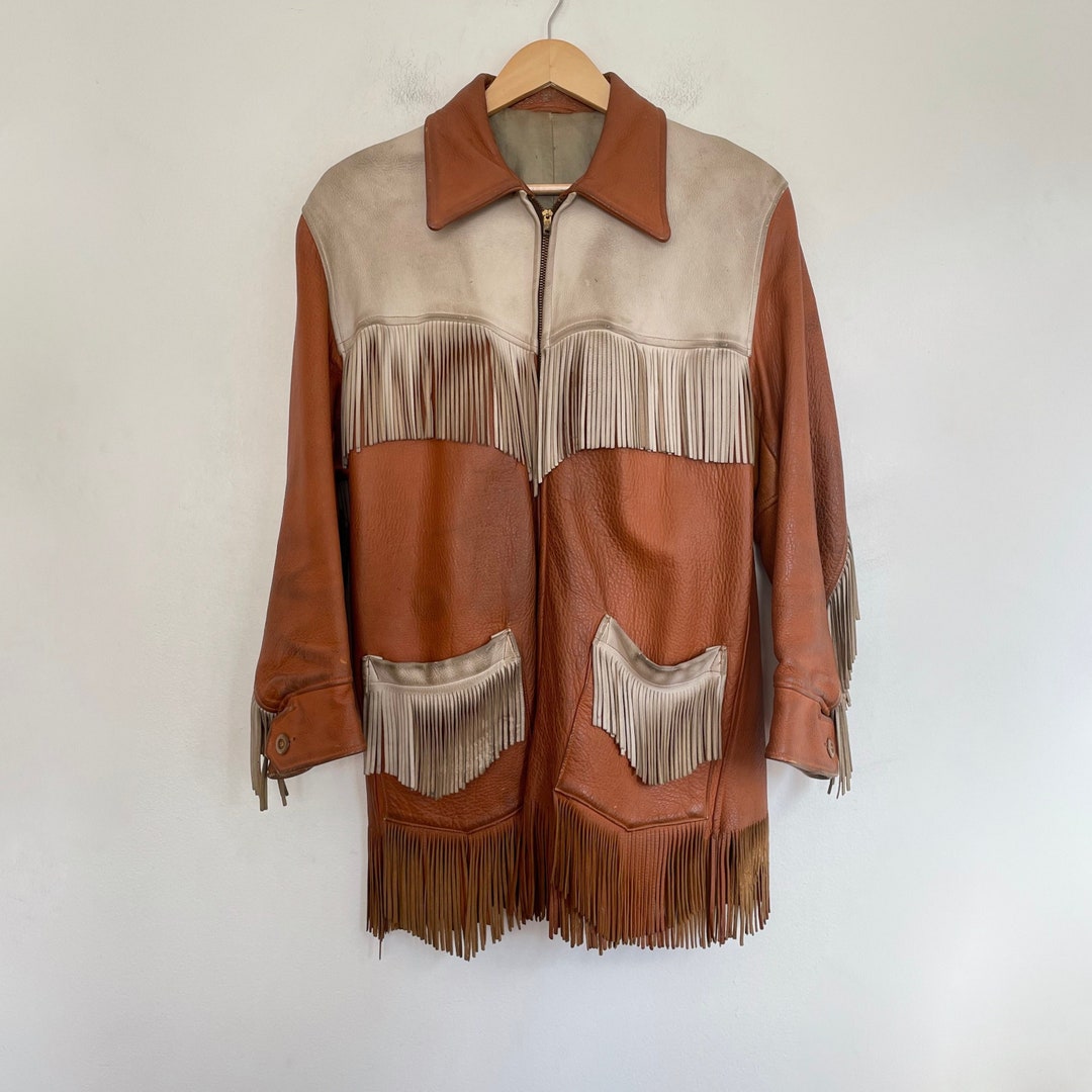 VTG 50s CUSTOM_MADE Deerskin LEATHER Fringe Coat/jacket - Etsy
