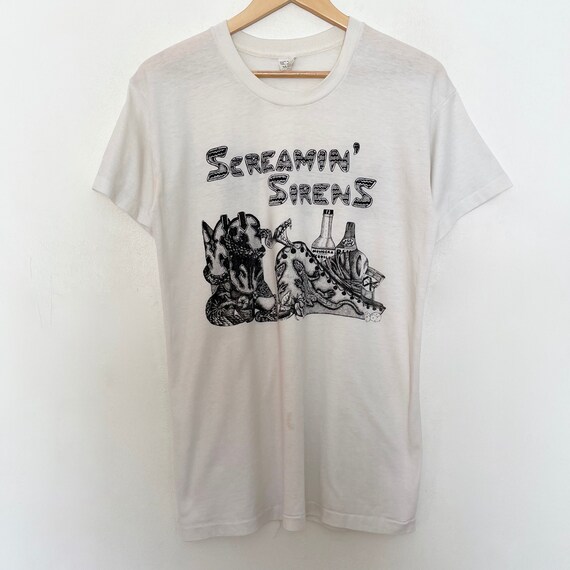 VTG 80s SCREAMIN_SIRENS Punk/Country BAND Thin T_SHIRT - Gem