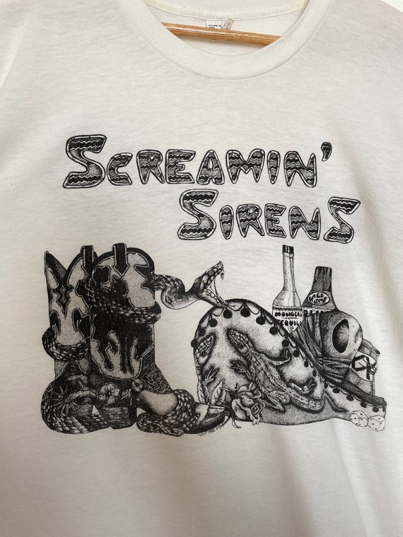 VTG 80s SCREAMIN_SIRENS Punk/Country BAND Thin T_SHIRT - Gem
