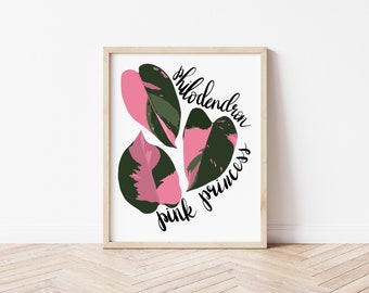 Philodendron Pink Princess Print by Tobancay DIGITAL DOWNLOAD Botanical ...