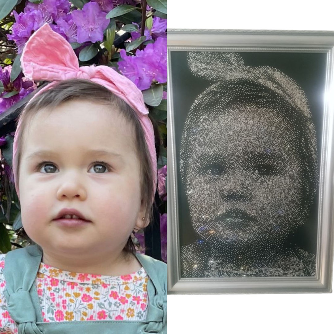 Rhinestones Custom Portrait Personalized Photo Baby Family Girl Couple ...
