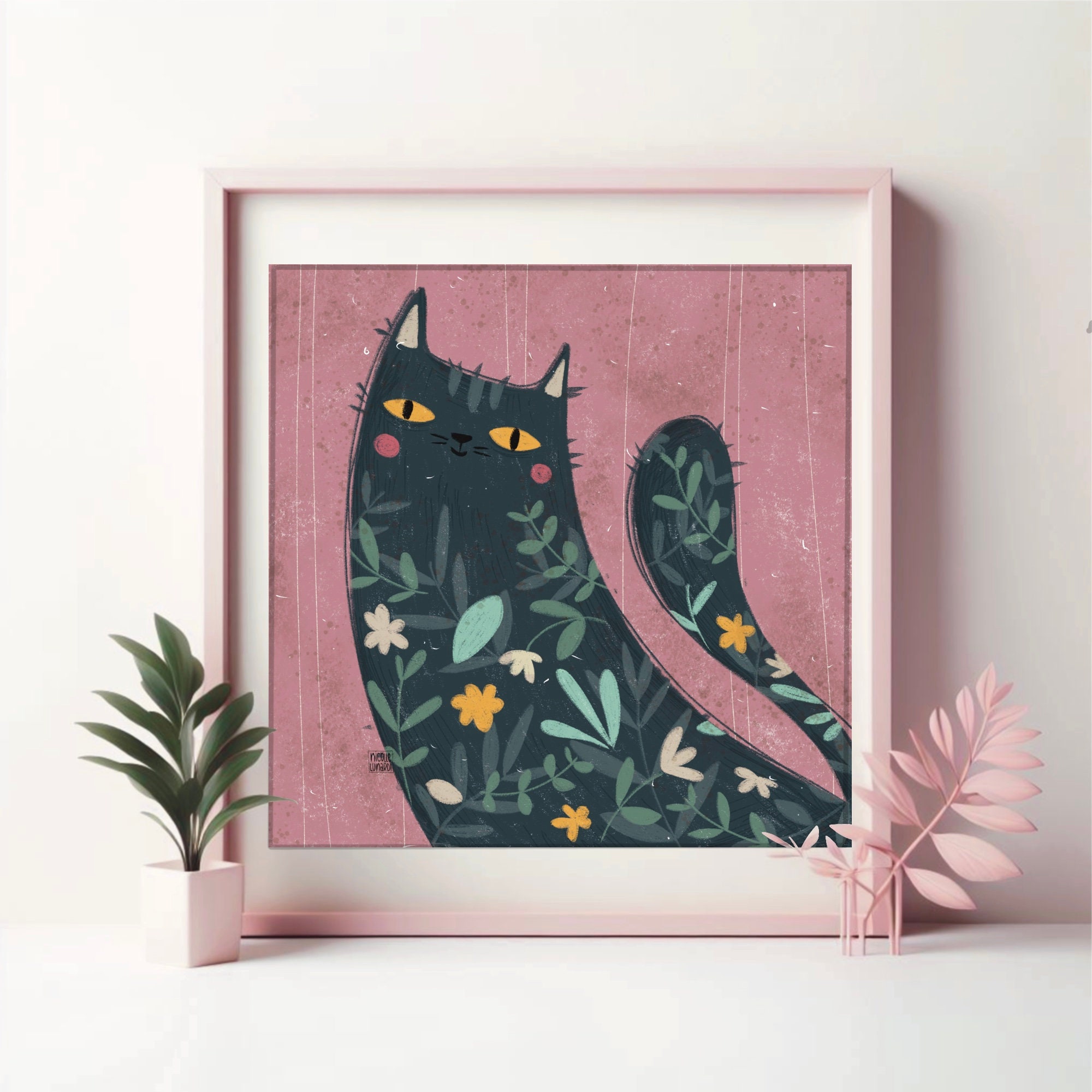 Digital Art Print Black Cat Printable Home Decor - Etsy