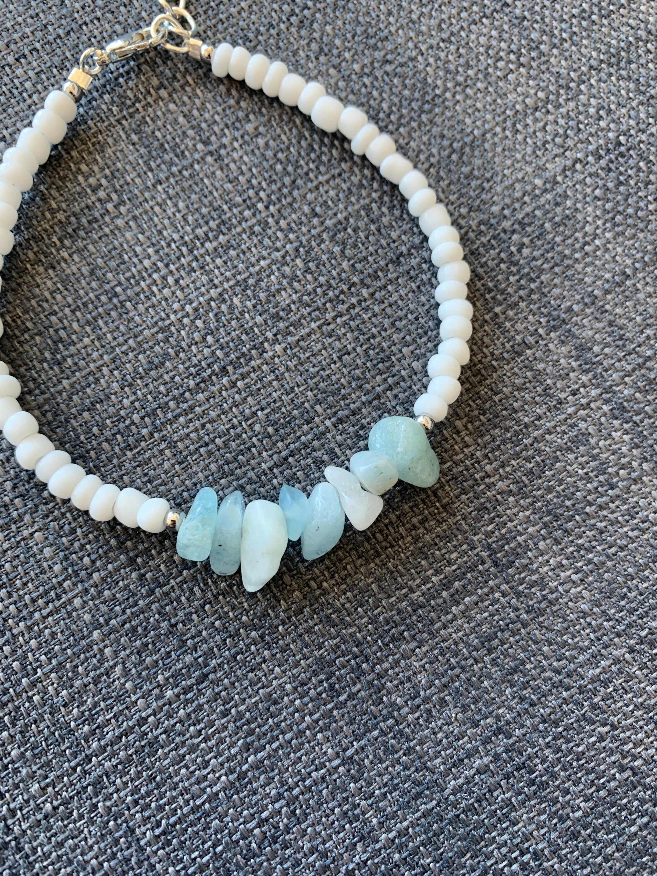 Blue Stone Anklet Glass bead Anklet surf anklet VSCO | Etsy