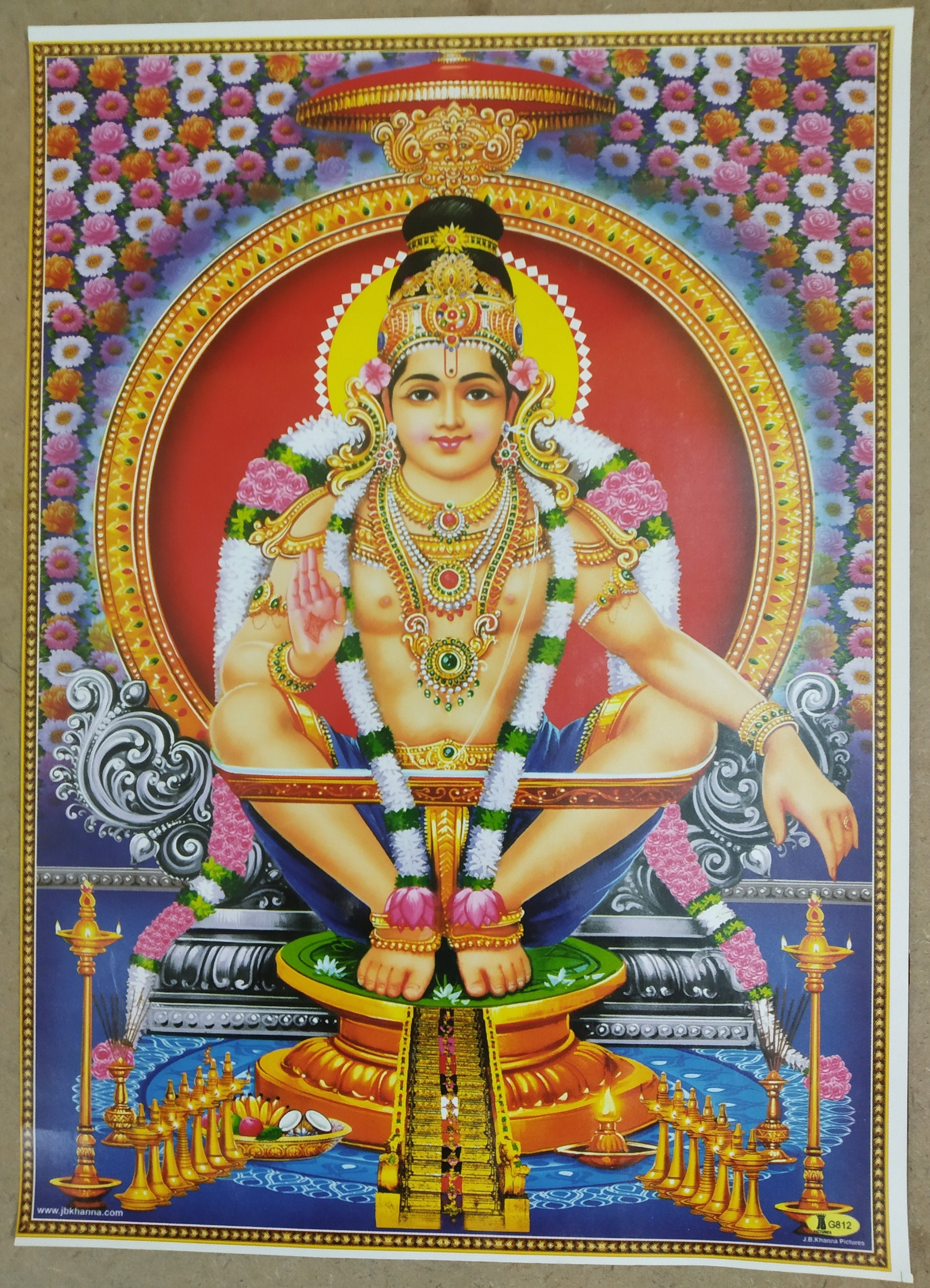 Lord Ayyappa Ayyappan 14 X 10 inches Hindu God | Etsy