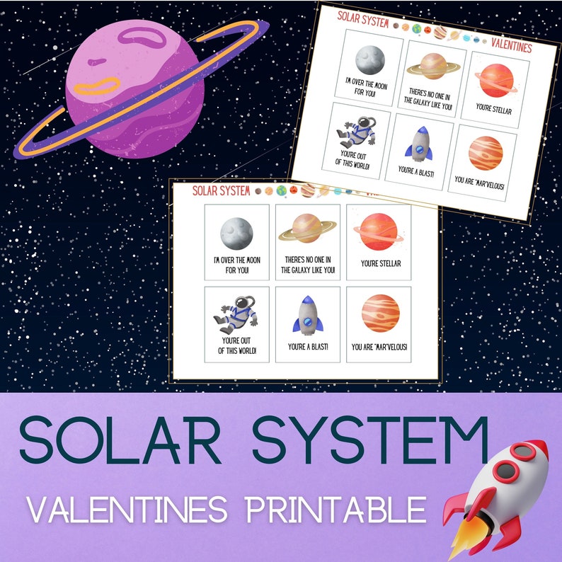 Space/ Solar System Valentines Day Printable - Space Valentines Cards ...