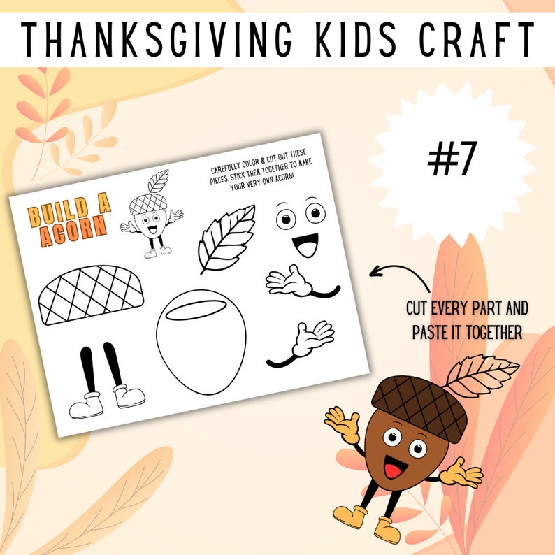 7 Thanksgiving Craft Printables for Kids - DIY Holiday Activity Set ...