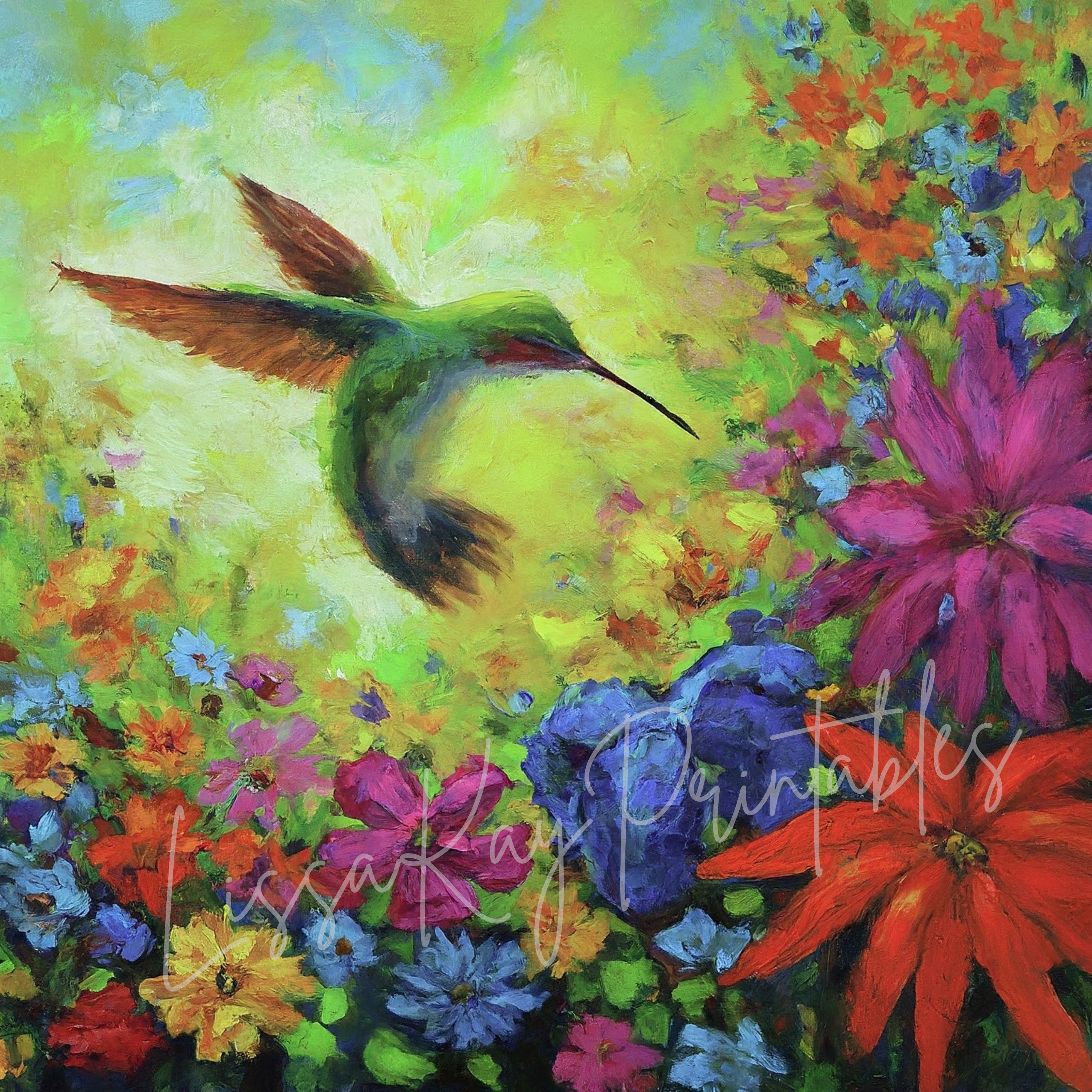 20+ Hummingbird Digital Art Prints (square): Vibrant Nature-inspired ...