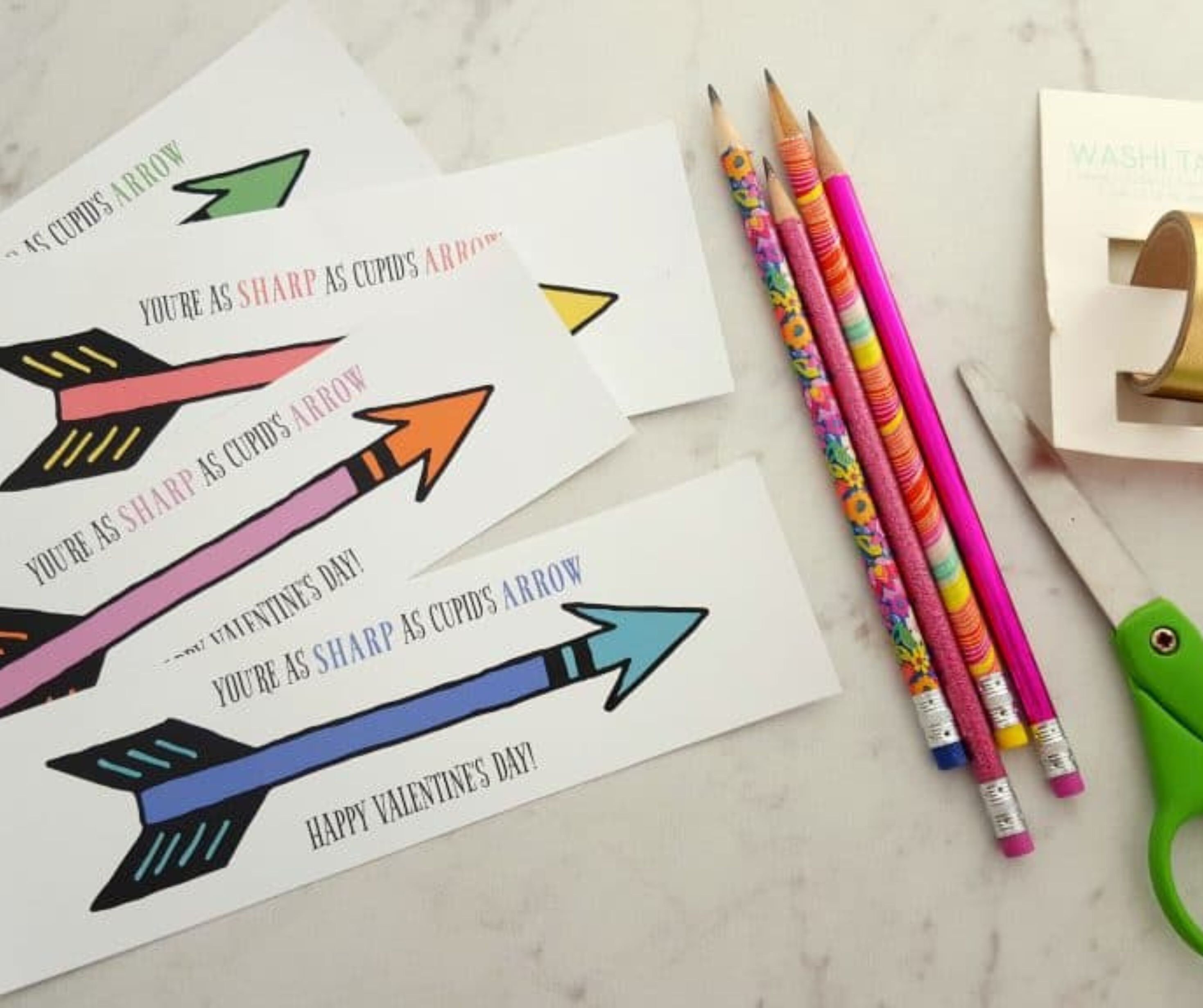 Cupid’s Arrow Pencil Valentine Printable- Kids Digital Valentine- Cupid ...