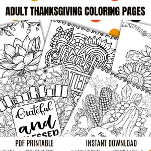 Printable Thanksgiving Coloring Book for Adults - 16 Relaxing Holiday ...