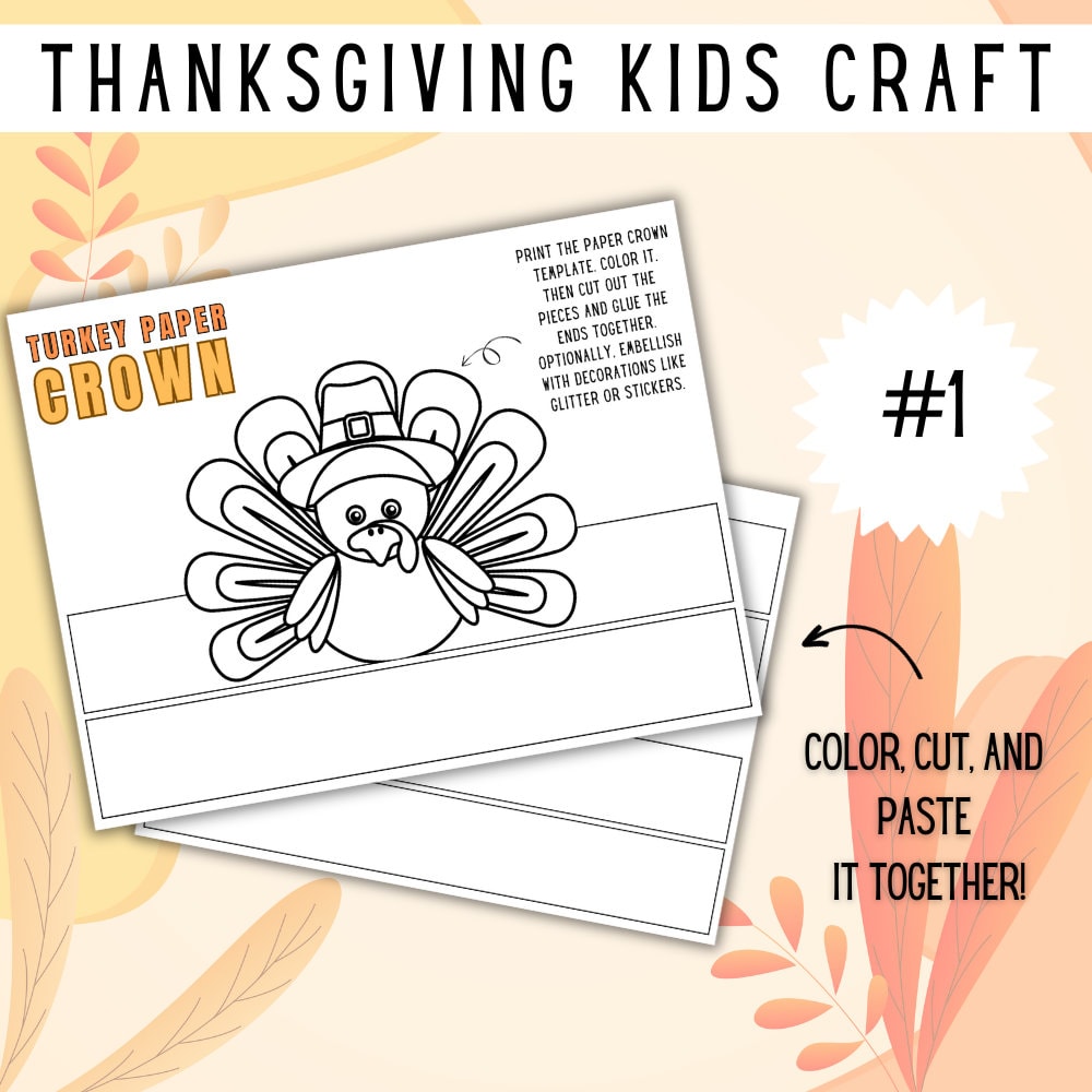 7 Thanksgiving Craft Printables for Kids DIY Holiday Activity Set, Easy ...