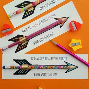 Cupid’s Arrow Pencil Valentine Printable- Kids Digital Valentine- Cupid ...