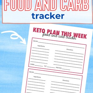 Keto Meal Plan Printable, Keto Food Tracker, Keto Carb Tracker ...