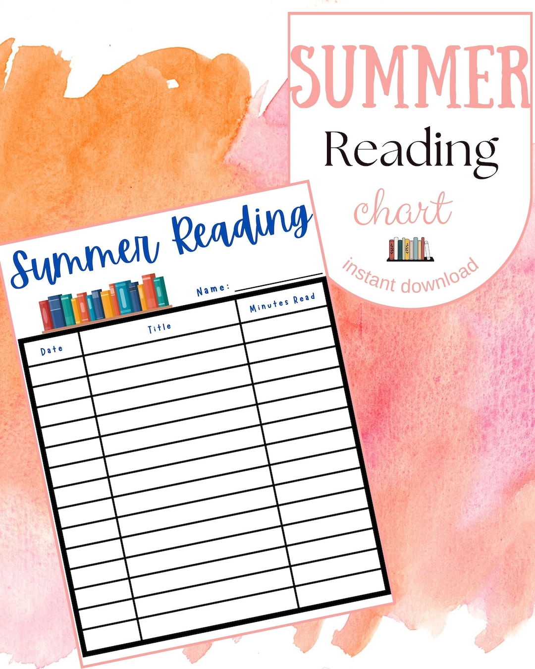 Summer Reading Chart Printable | Kids Reading Tracker | Book Log for ...